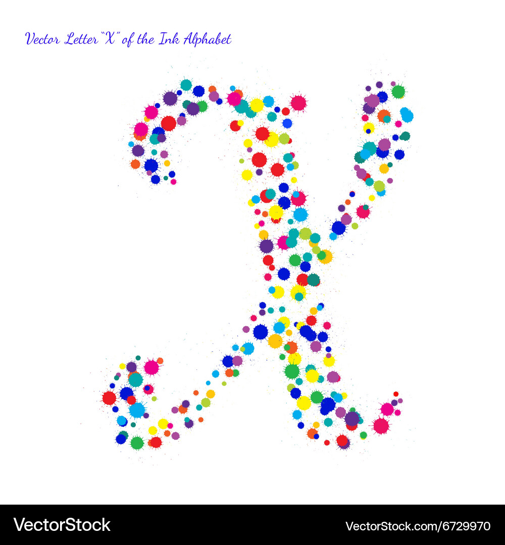 Letter x from bright color ink blots Royalty Free Vector