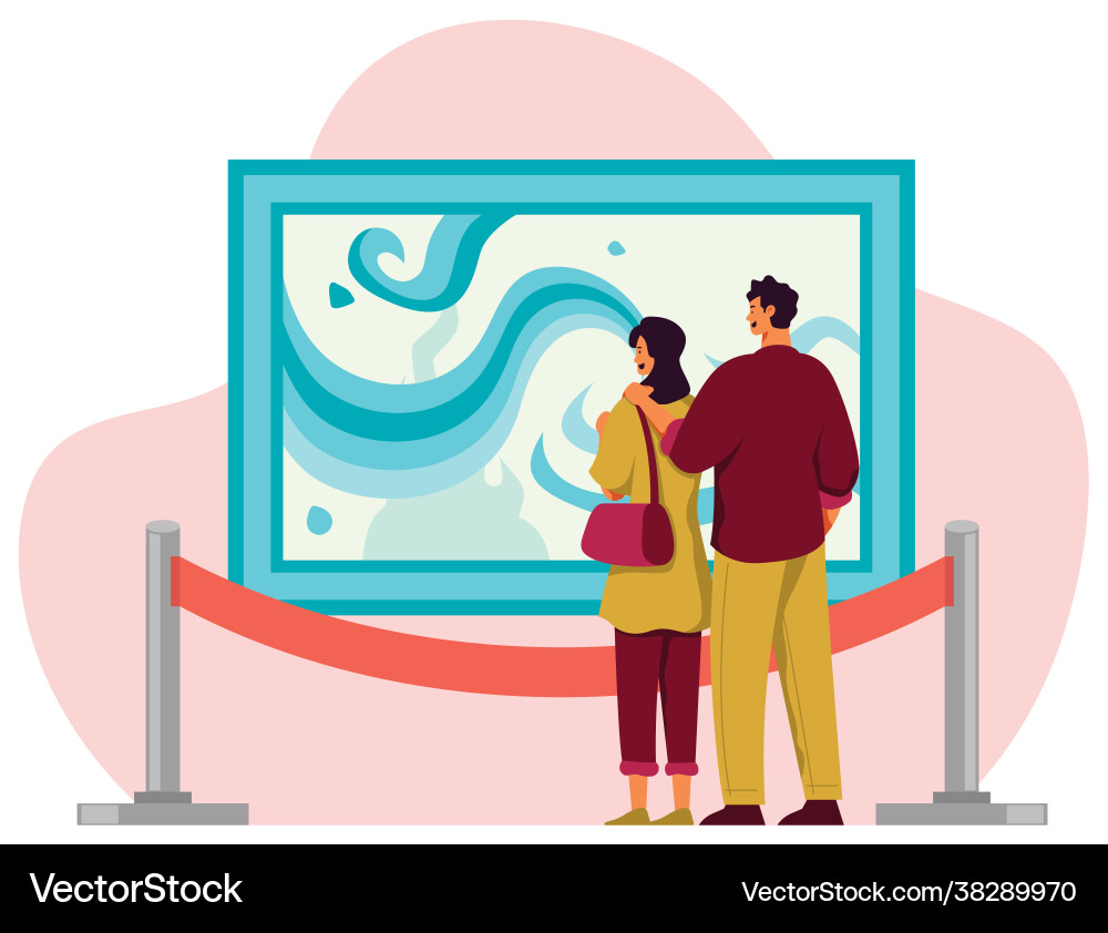 Looking at painting in gallery Royalty Free Vector Image