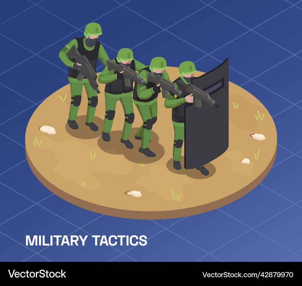 Military tactics isometric composition Royalty Free Vector