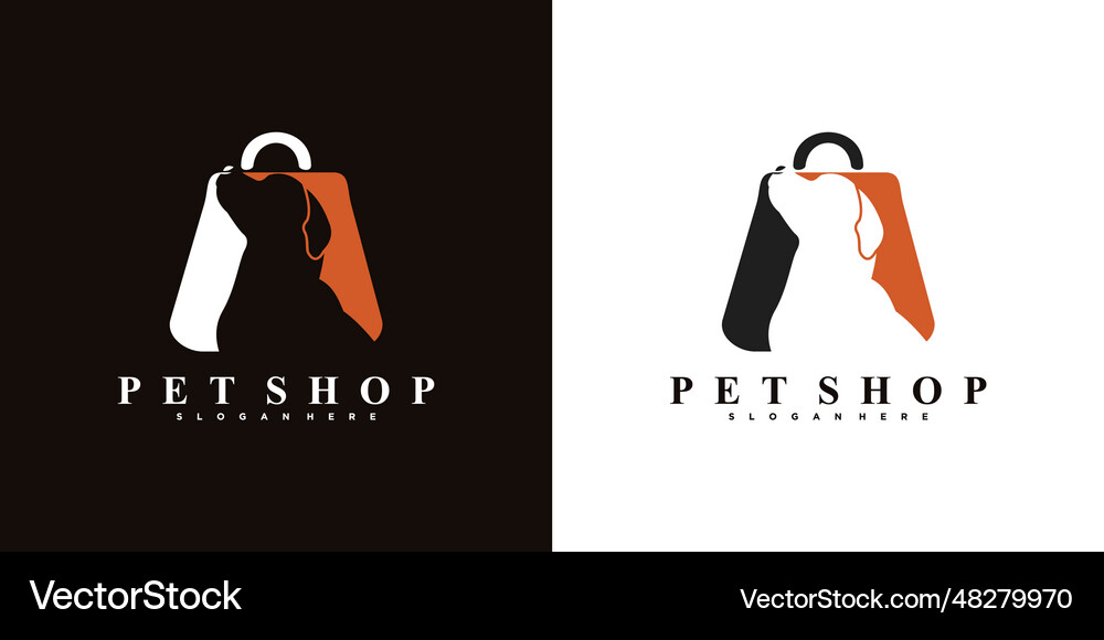 Pet shop logo design with creative concept premium
