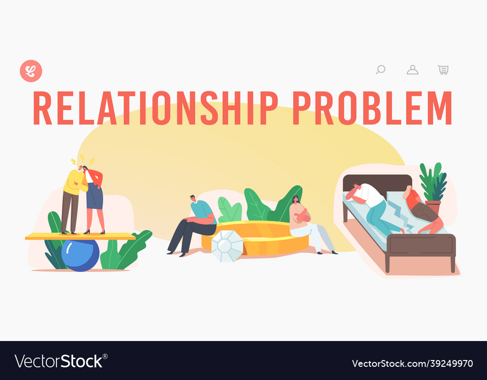 Relationship problem landing page template couple Vector Image