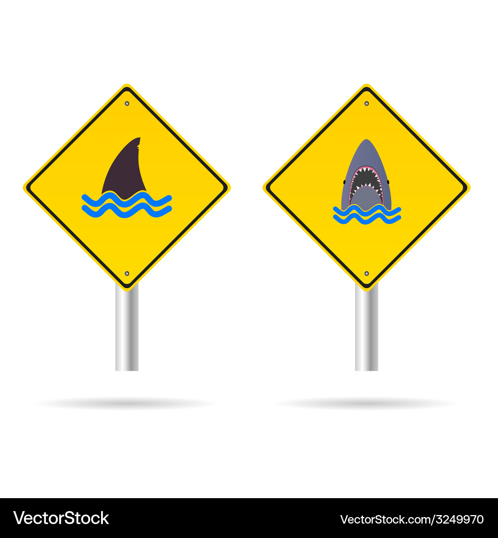 Shark yellow sign Royalty Free Vector Image - VectorStock