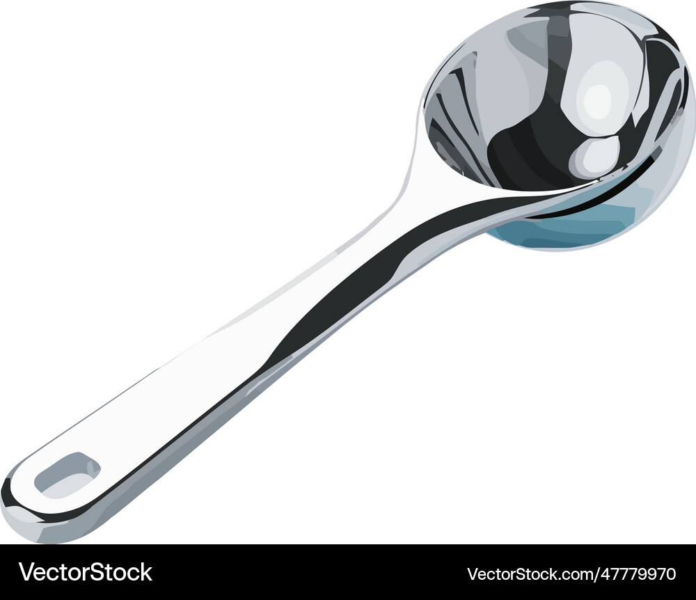 Shiny metal spoon isolated on white background Vector Image