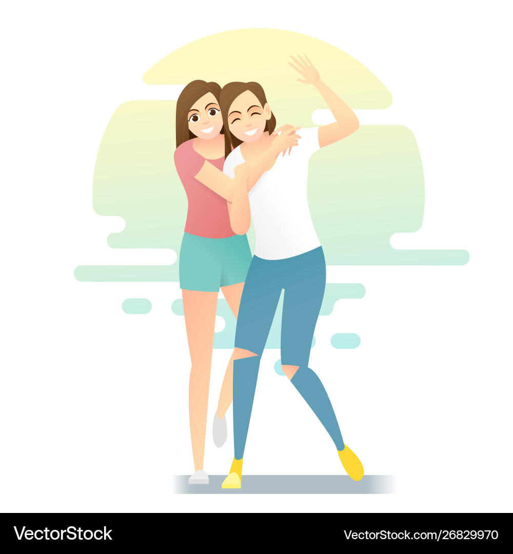 Two young women having fun together Royalty Free Vector