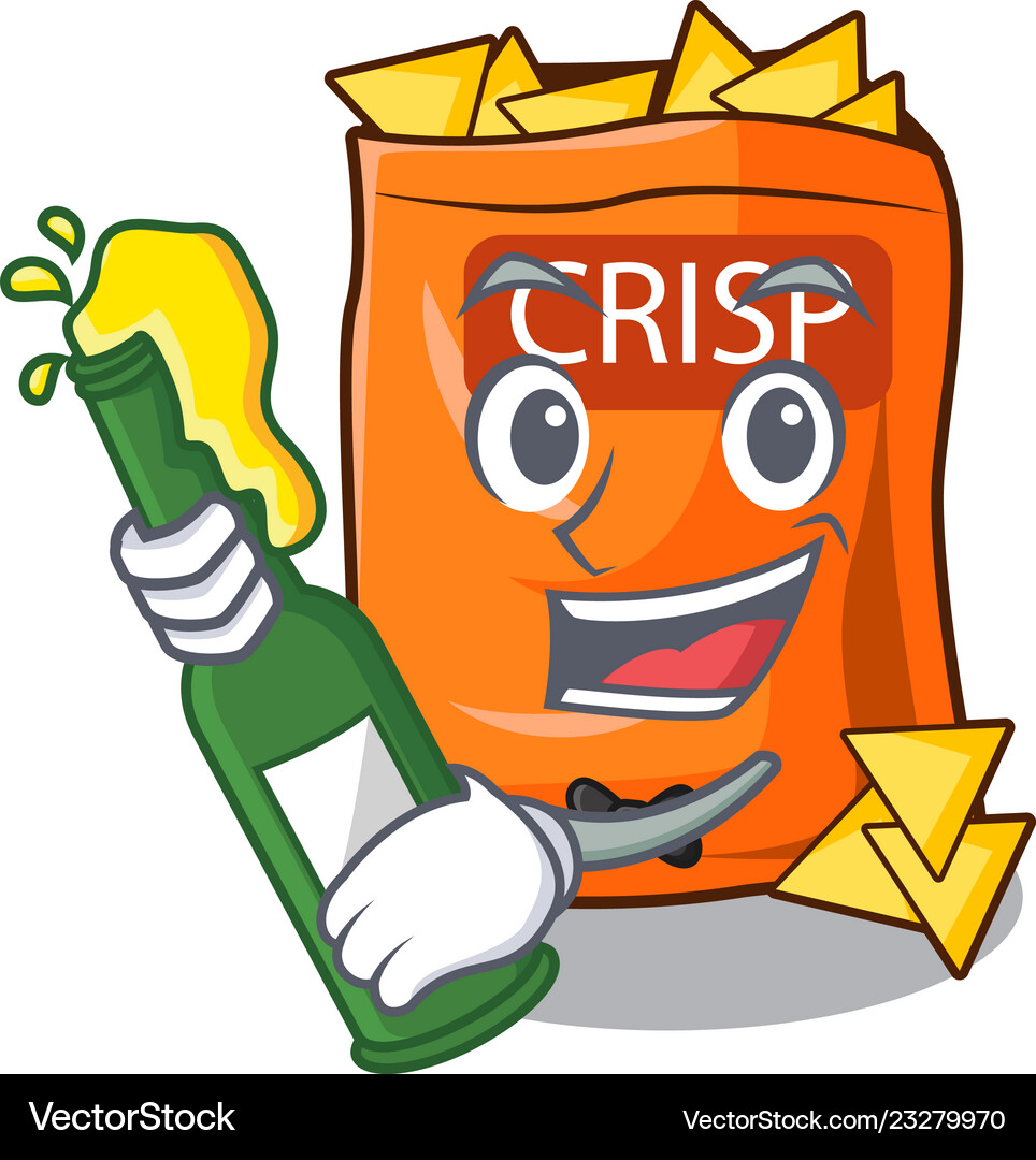 With beer chips isolated on a collection mascot Vector Image