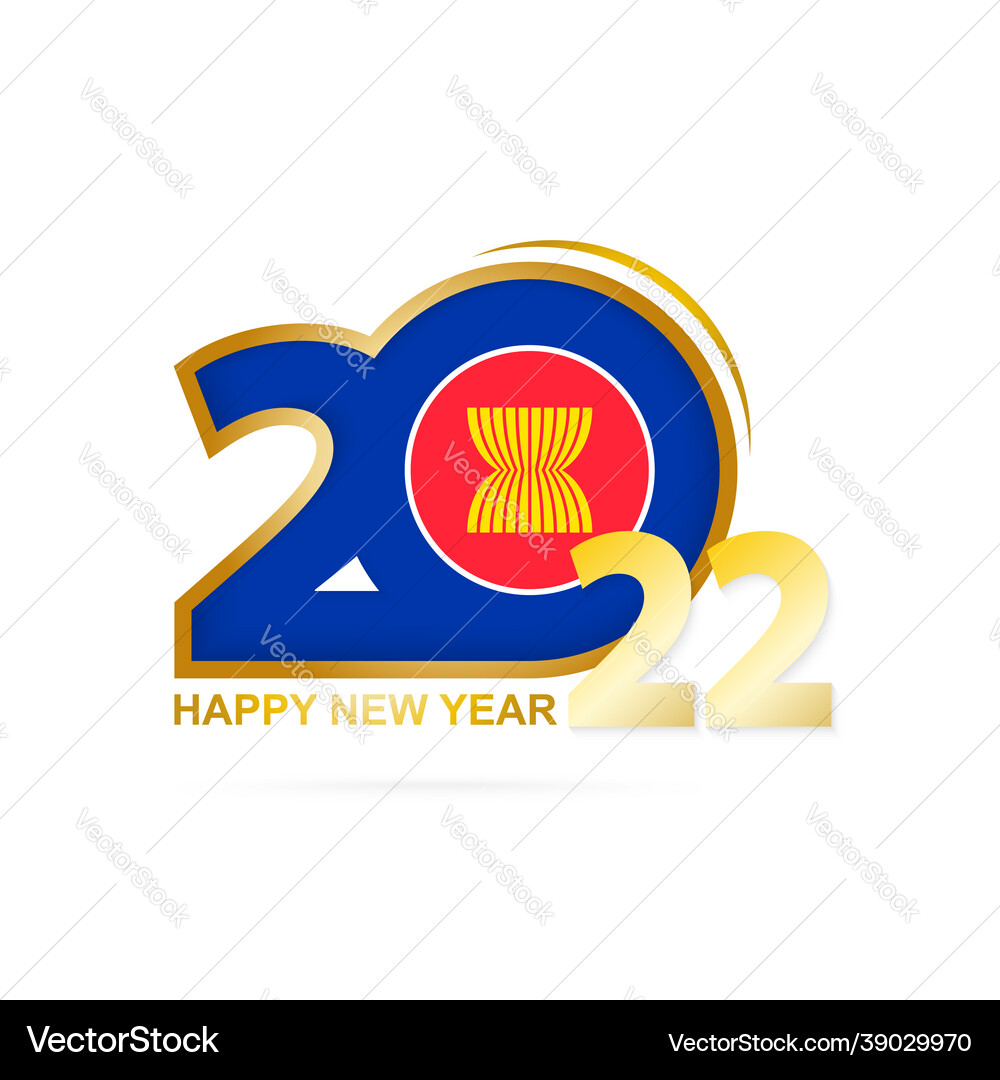 Year 2022 with asean flag pattern happy new Vector Image