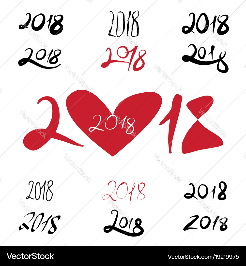 2018 handwritten sign set on white background Vector Image