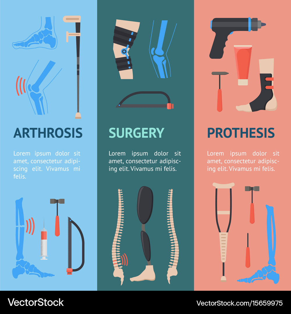 Cartoon orthopedic banner vertical set Royalty Free Vector