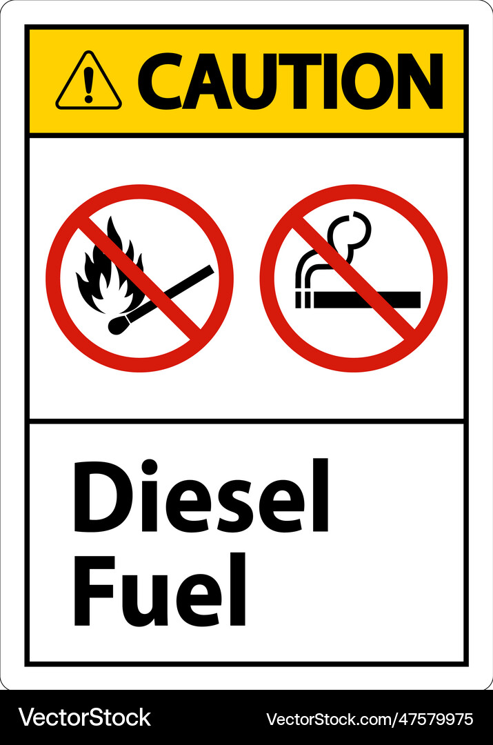 Caution sign diesel fuel on white background Vector Image