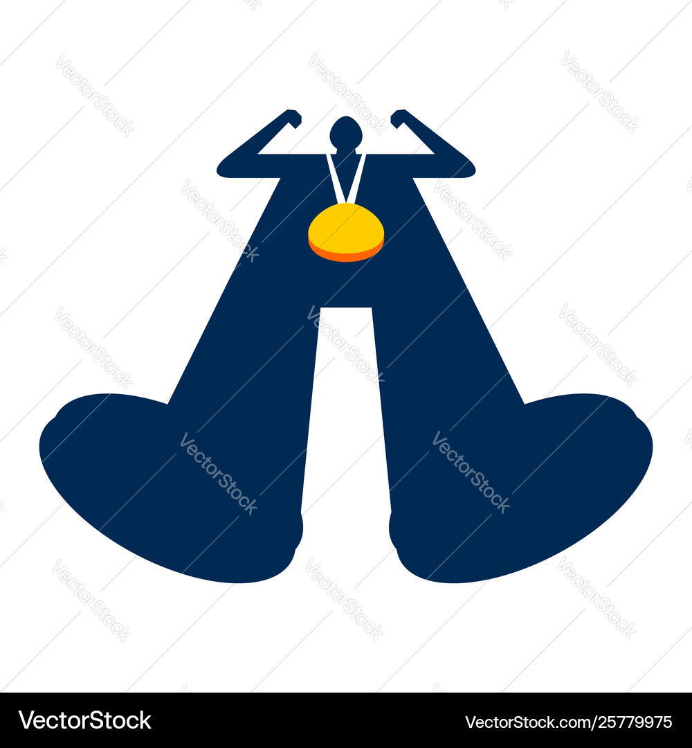 Champion with medal bottom view winner first Vector Image