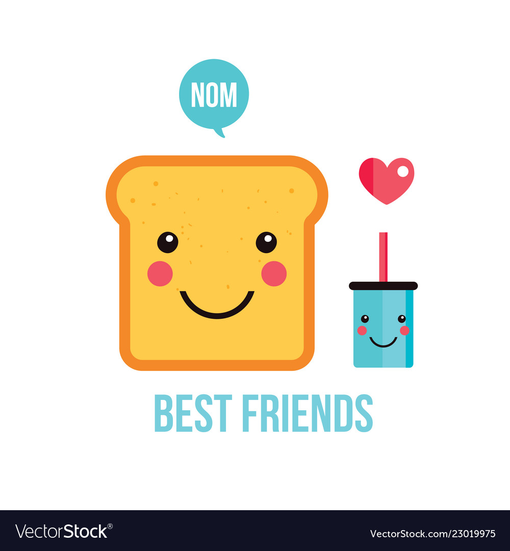 Cute toast bread funny cartoon character Vector Image Cute toast bread funny cartoon character Vector Image
