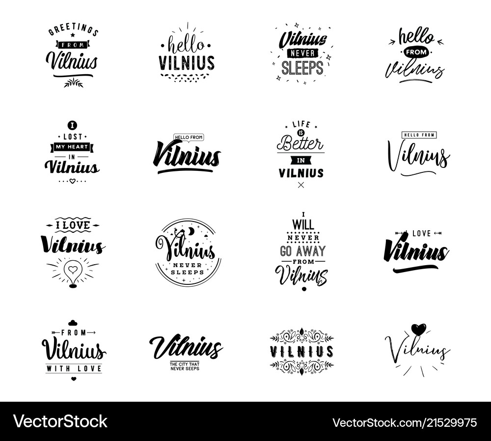 Greeting cards design isolated logos typography Vector Image