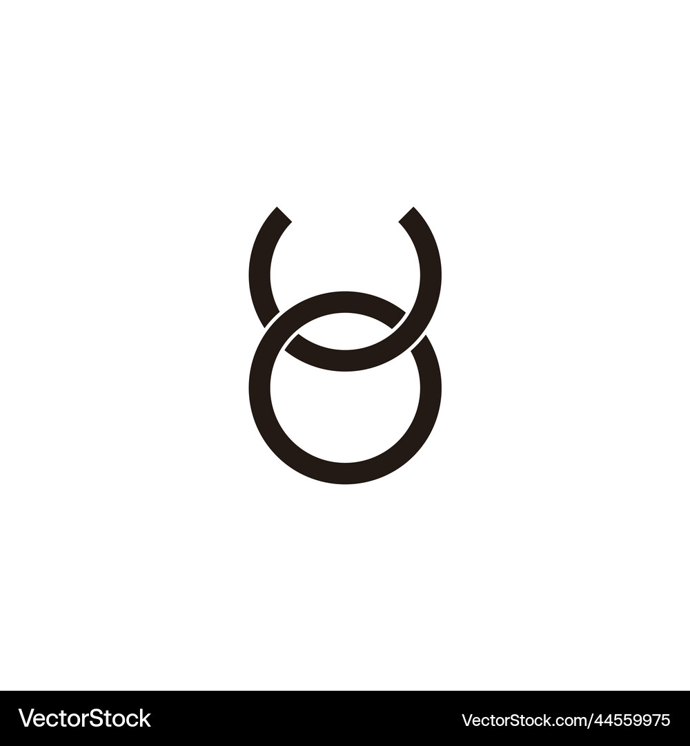 Letter u and o circles geometric symbol simple Vector Image
