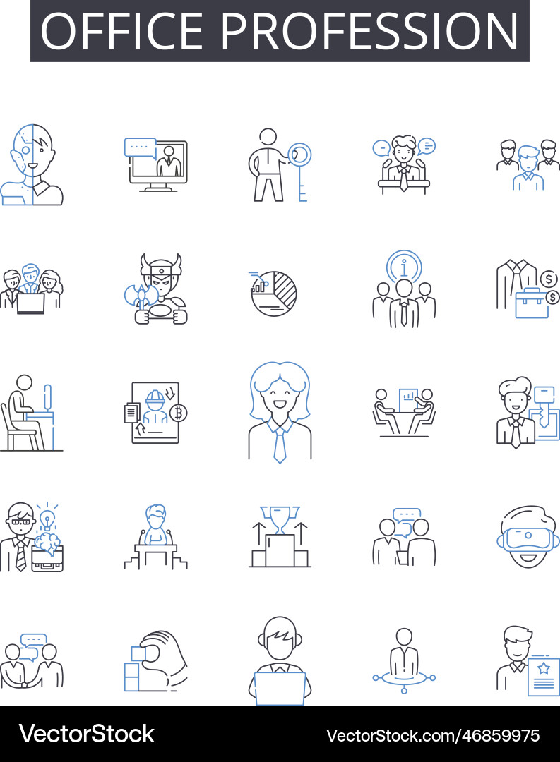 Office profession line icons collection budgeting Vector Image
