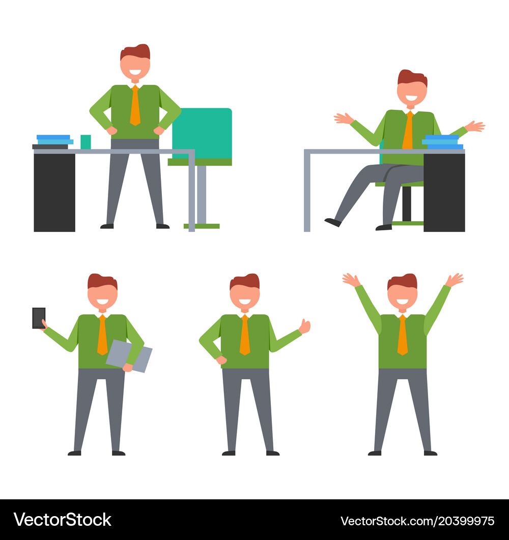 Set of businessman work Royalty Free Vector Image