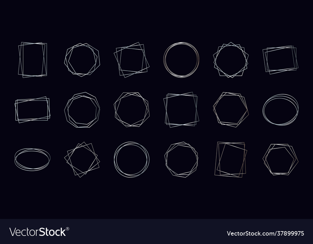 Silver geometric polygonal frame Royalty Free Vector Image