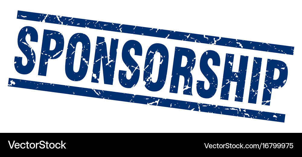 Square grunge blue sponsorship stamp Royalty Free Vector