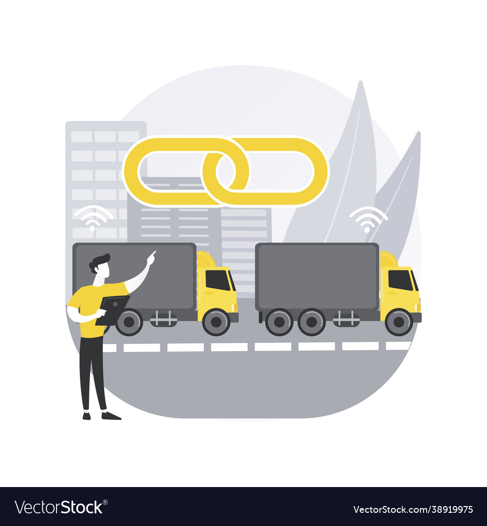 Truck platooning abstract concept Royalty Free Vector Image Truck platooning abstract concept Royalty Free Vector Image