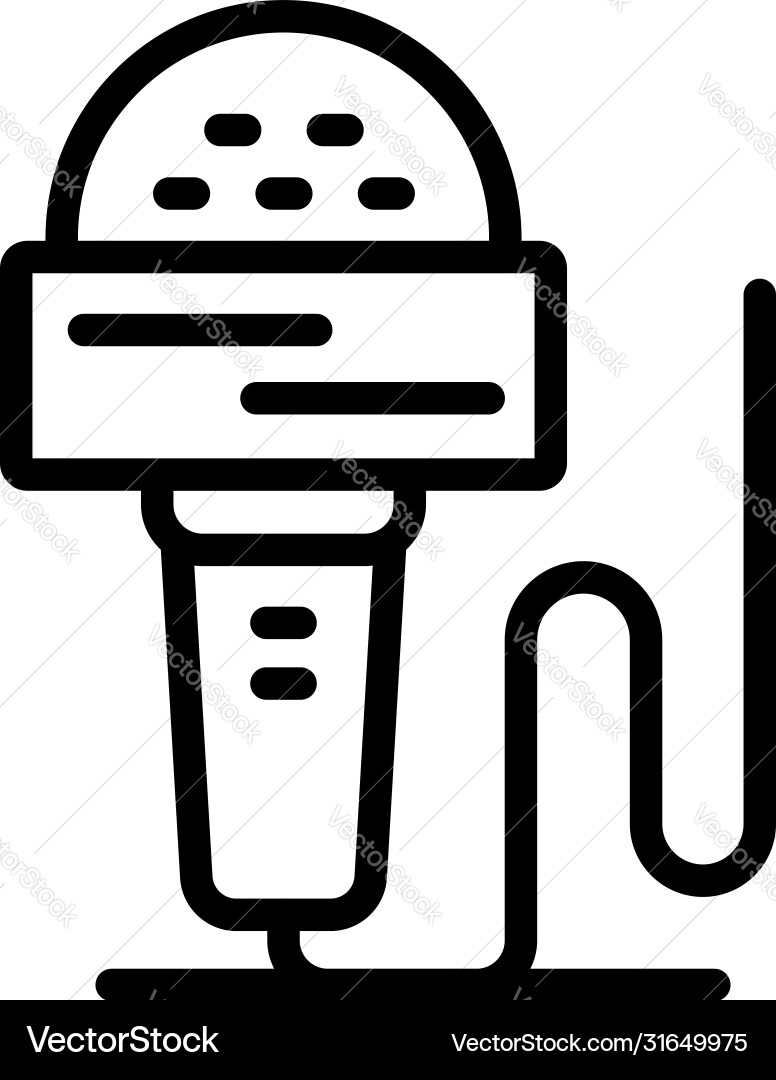 Tv reporter microphone icon outline style Vector Image