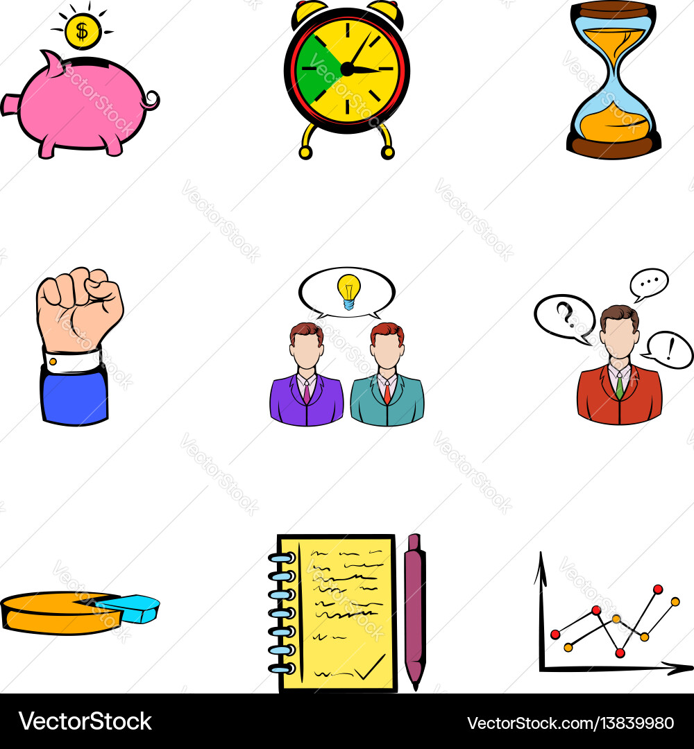 Banking icons set cartoon style Royalty Free Vector Image