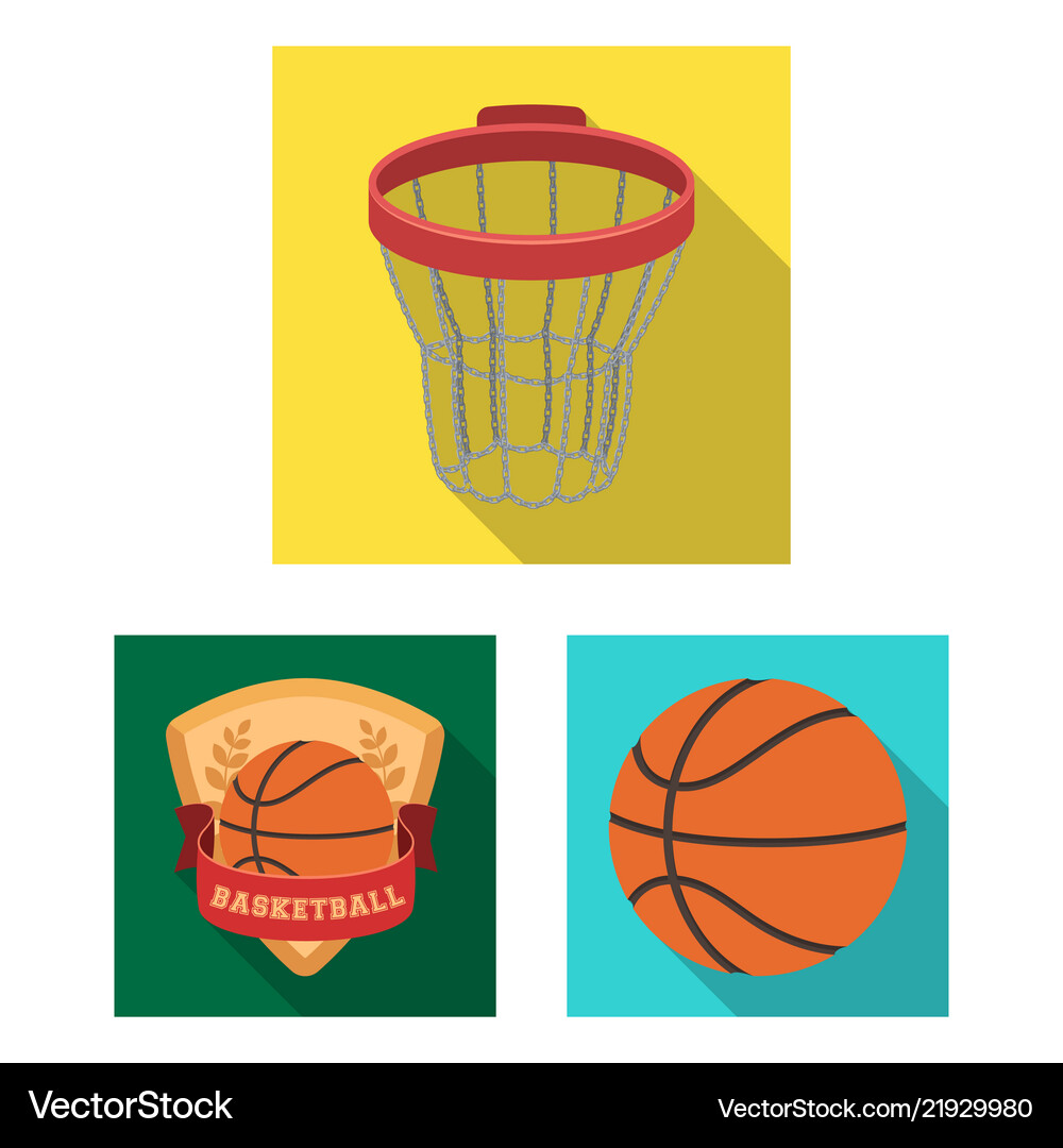 Basketball and attributes flat icons in set Vector Image