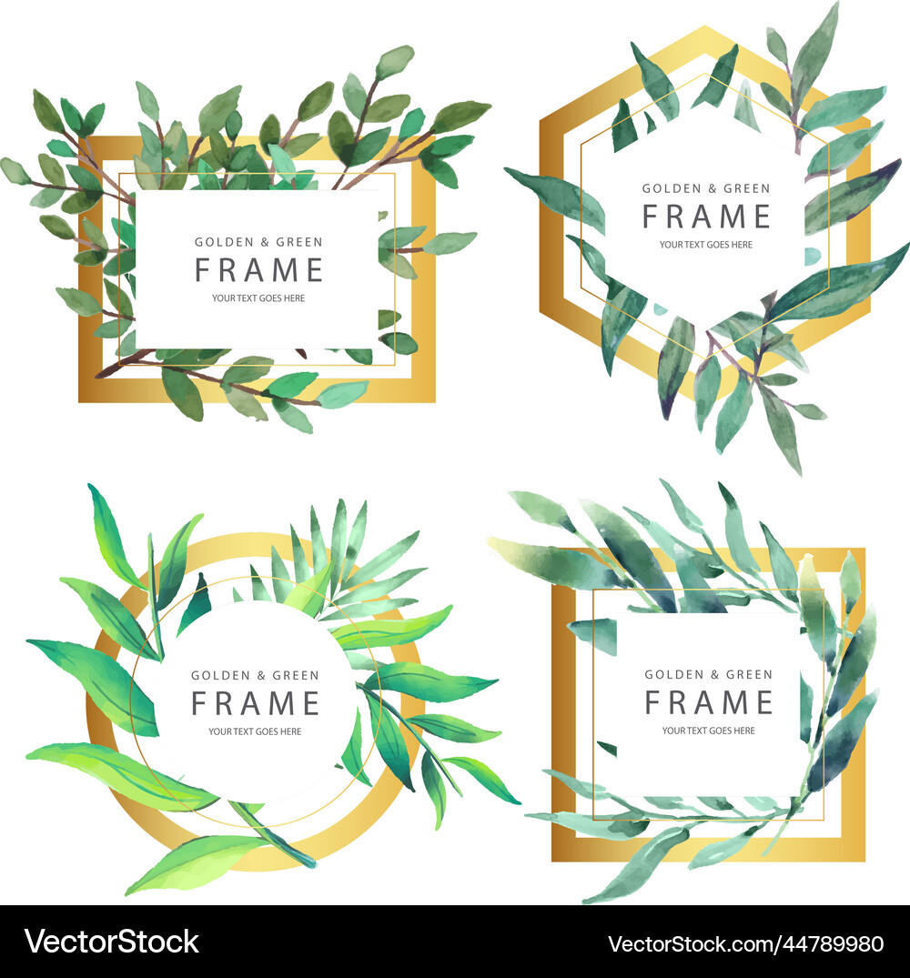 Beautiful golden frame collection with wild Vector Image