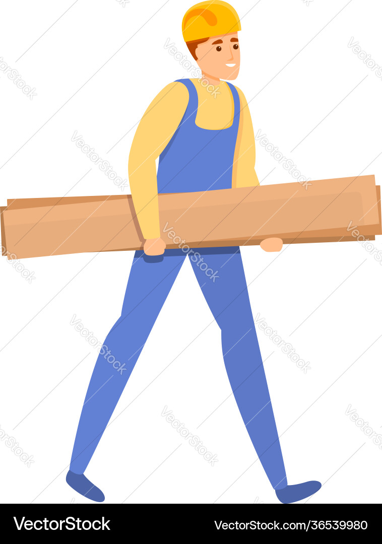 Builder take wood plank icon cartoon style Vector Image