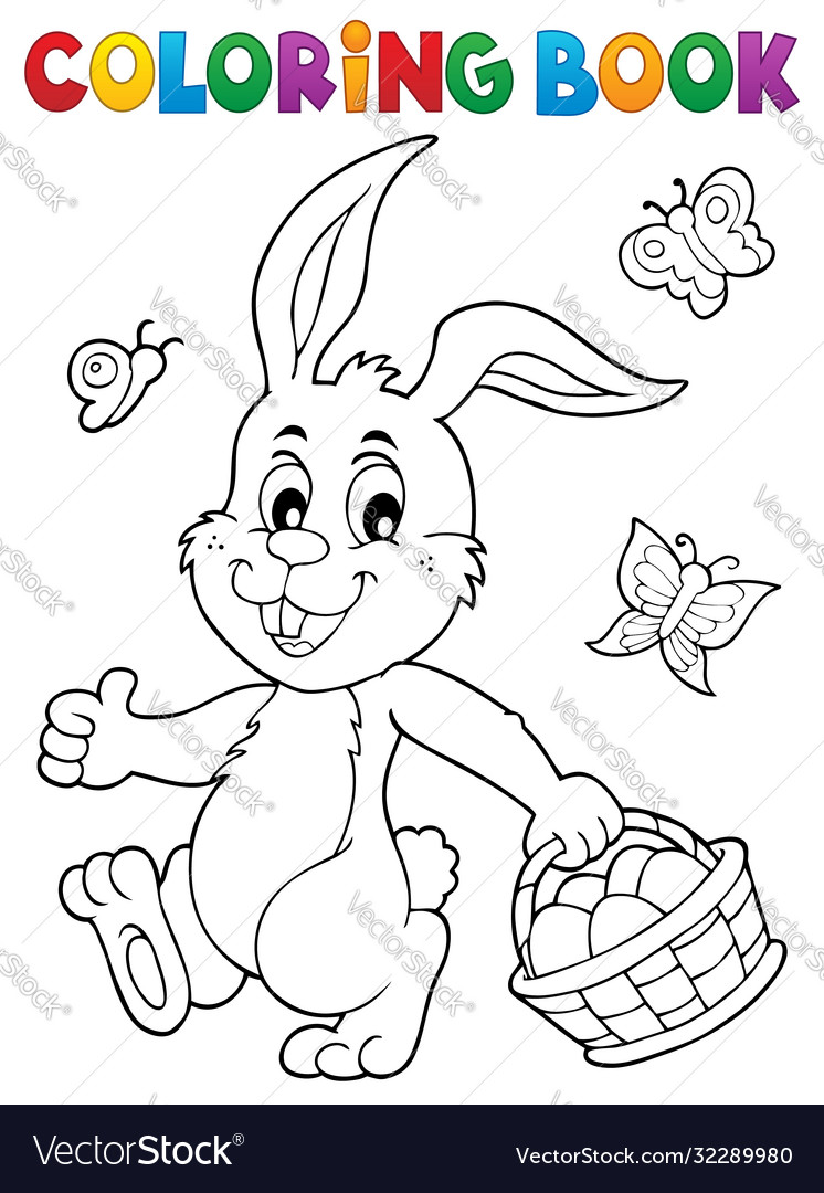 Coloring book easter rabbit topic 1 Royalty Free Vector