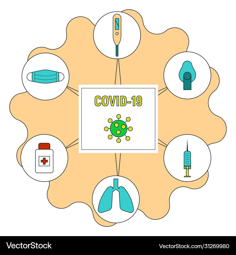 Covid19 19 virus icons set Royalty Free Vector Image
