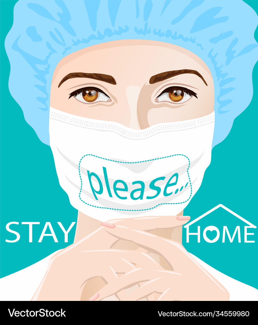 Doctor wearing a protective medical mask asks Vector Image