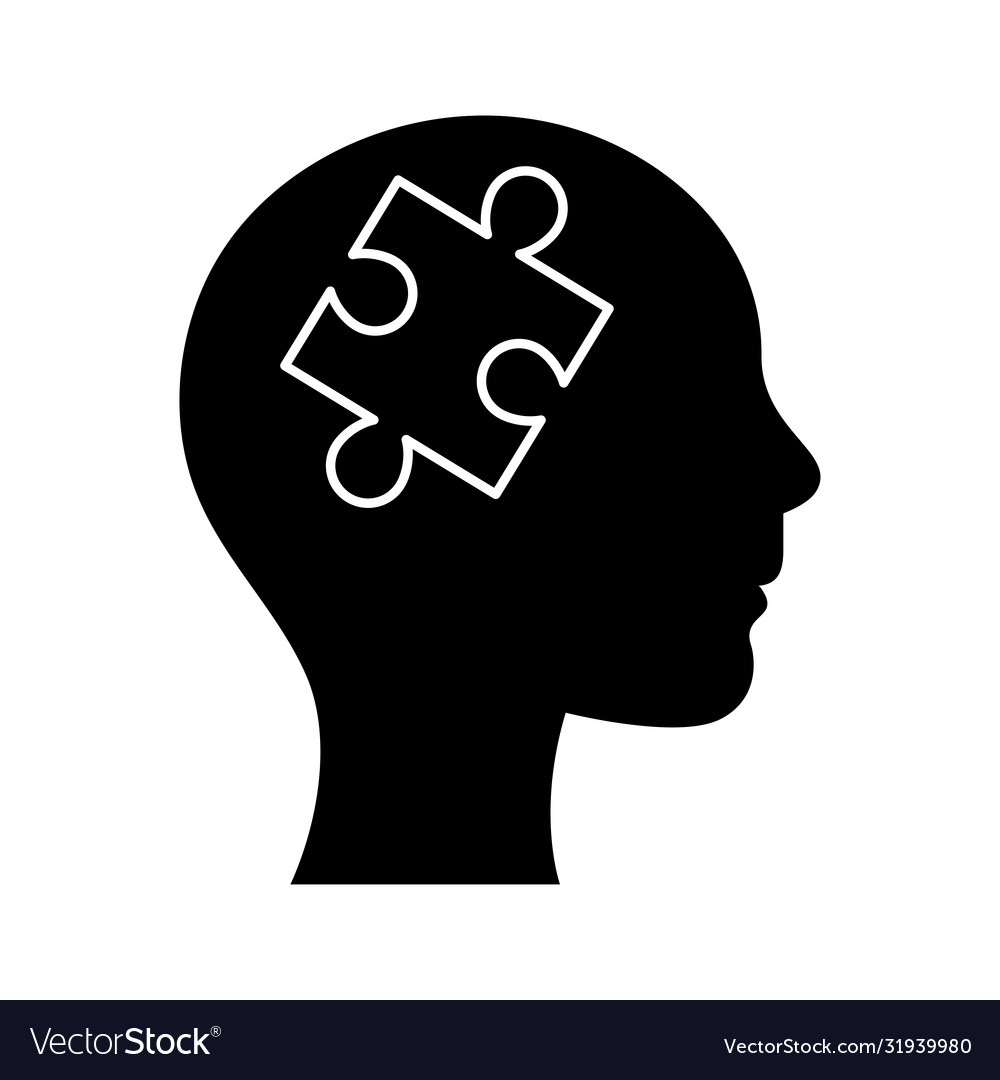 Human head with puzzle silhouette style icon Vector Image