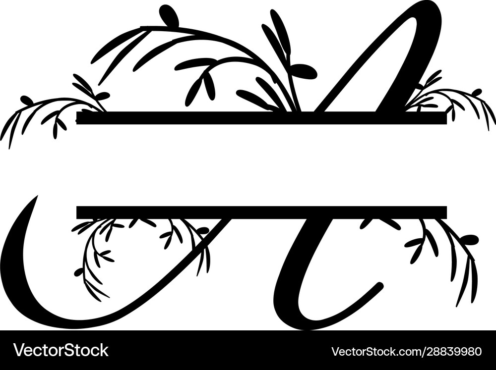 Initial a decorative plant monogram split letter Vector Image