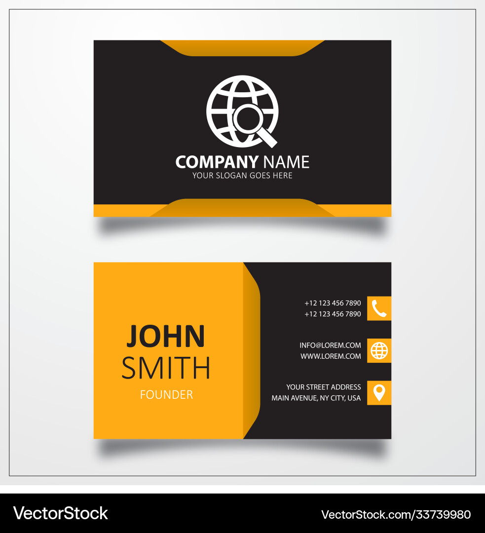 Search globe icon business card template Vector Image