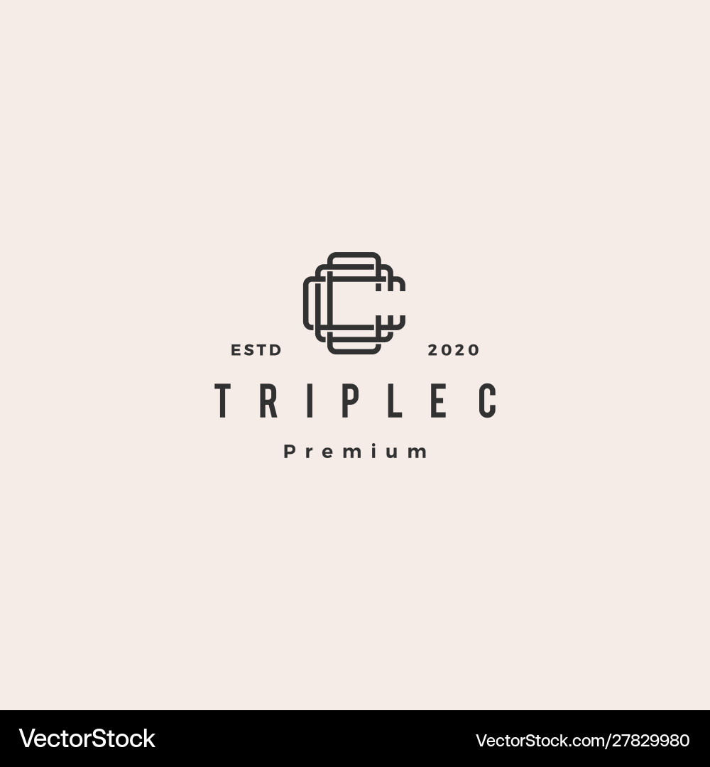 Triple c monogram ccc letter hipster lettermark Vector Image