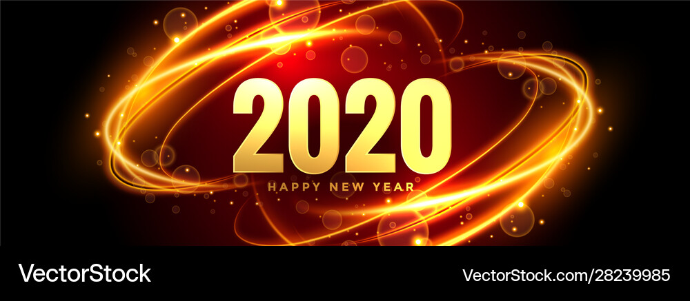 Abstract 2020 new year banner with light trails Vector Image