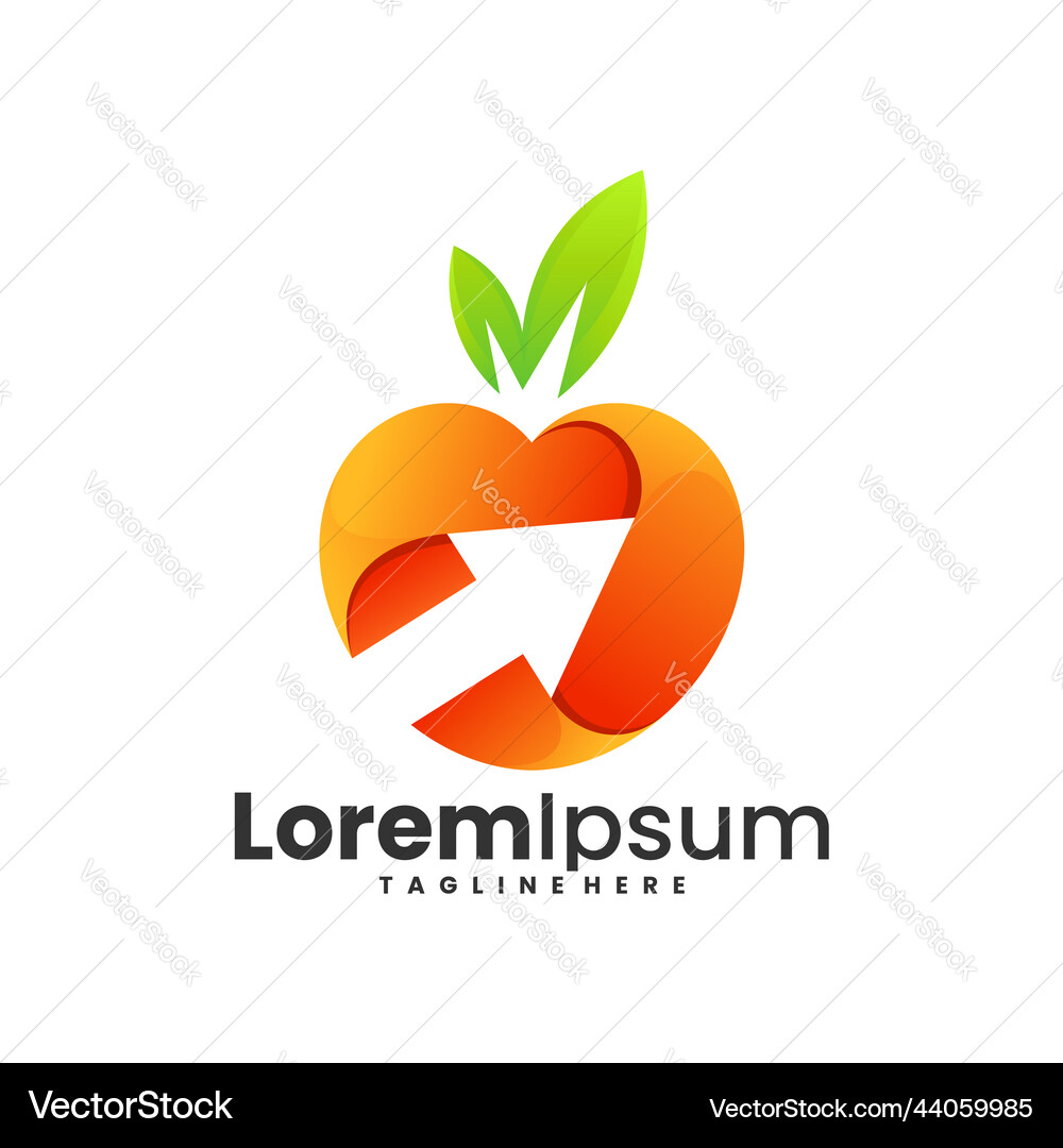 Arrow fruit logo in colorful style Royalty Free Vector Image