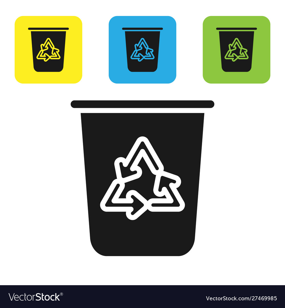 Black recycle bin with symbol icon Royalty Free Vector Image