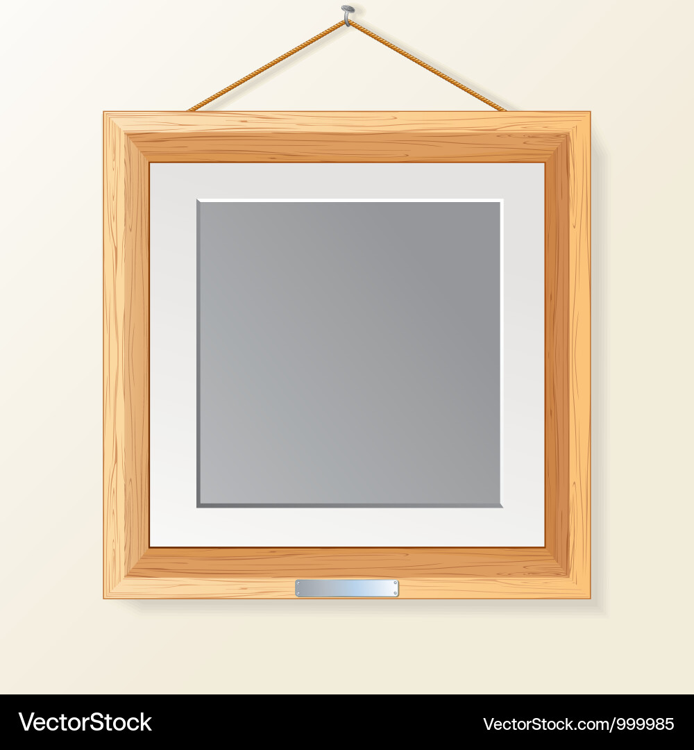 Blank Wooden Photo Frame on the Wall Royalty Free Vector