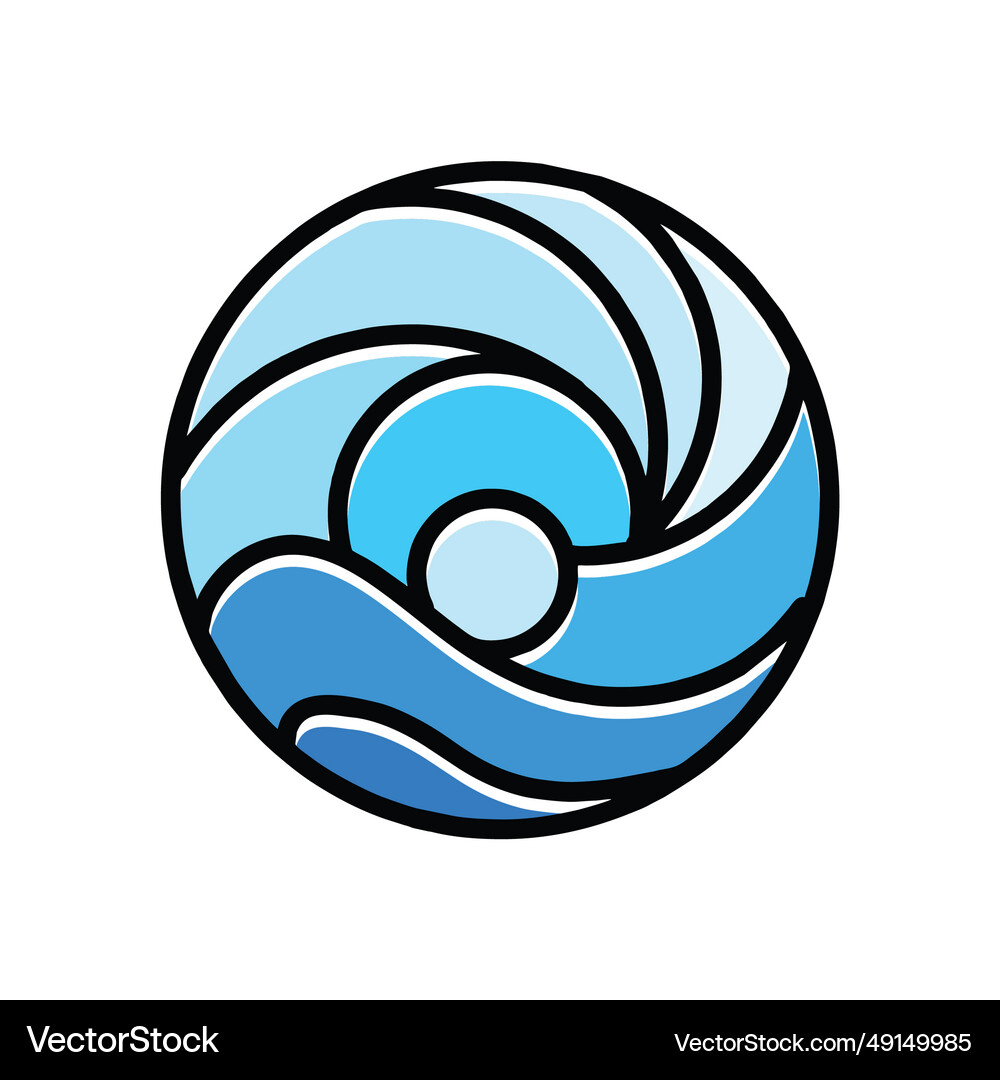 Blue wave monoline logo vintage emblem design Vector Image