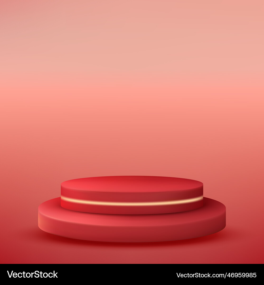 Cylindrical round podium red pedestal Royalty Free Vector