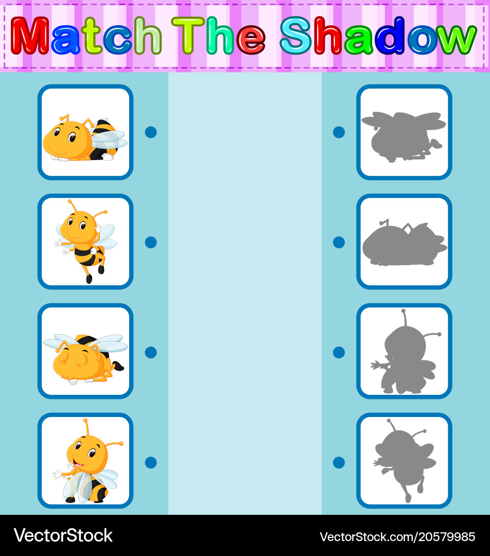 Find the correct shadow of the bee Royalty Free Vector Image