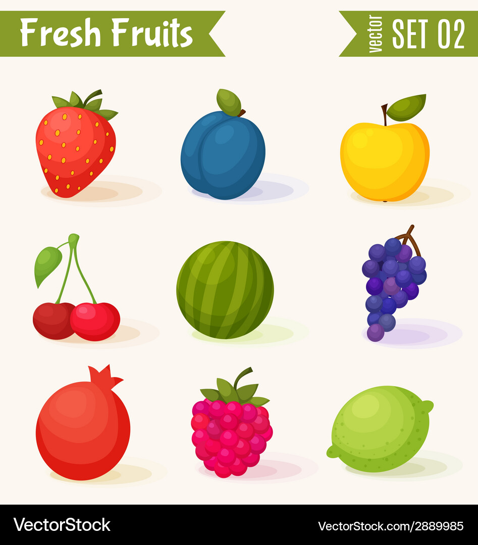 Fruits icon set colorful template for cooking Vector Image