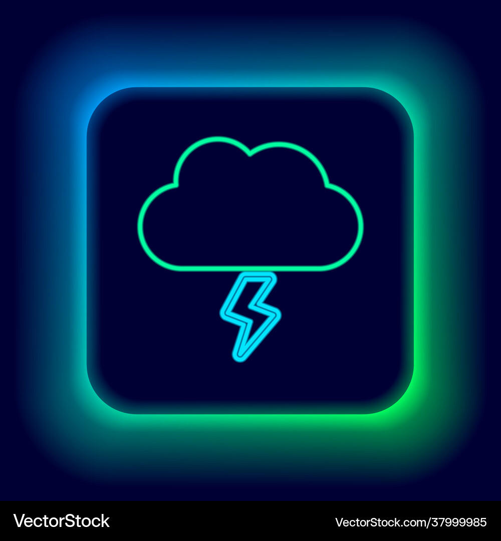 Glowing neon line storm icon isolated on black Vector Image