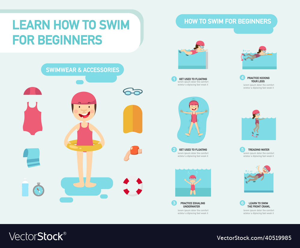 Learn how to swim for beginners infographic Vector Image