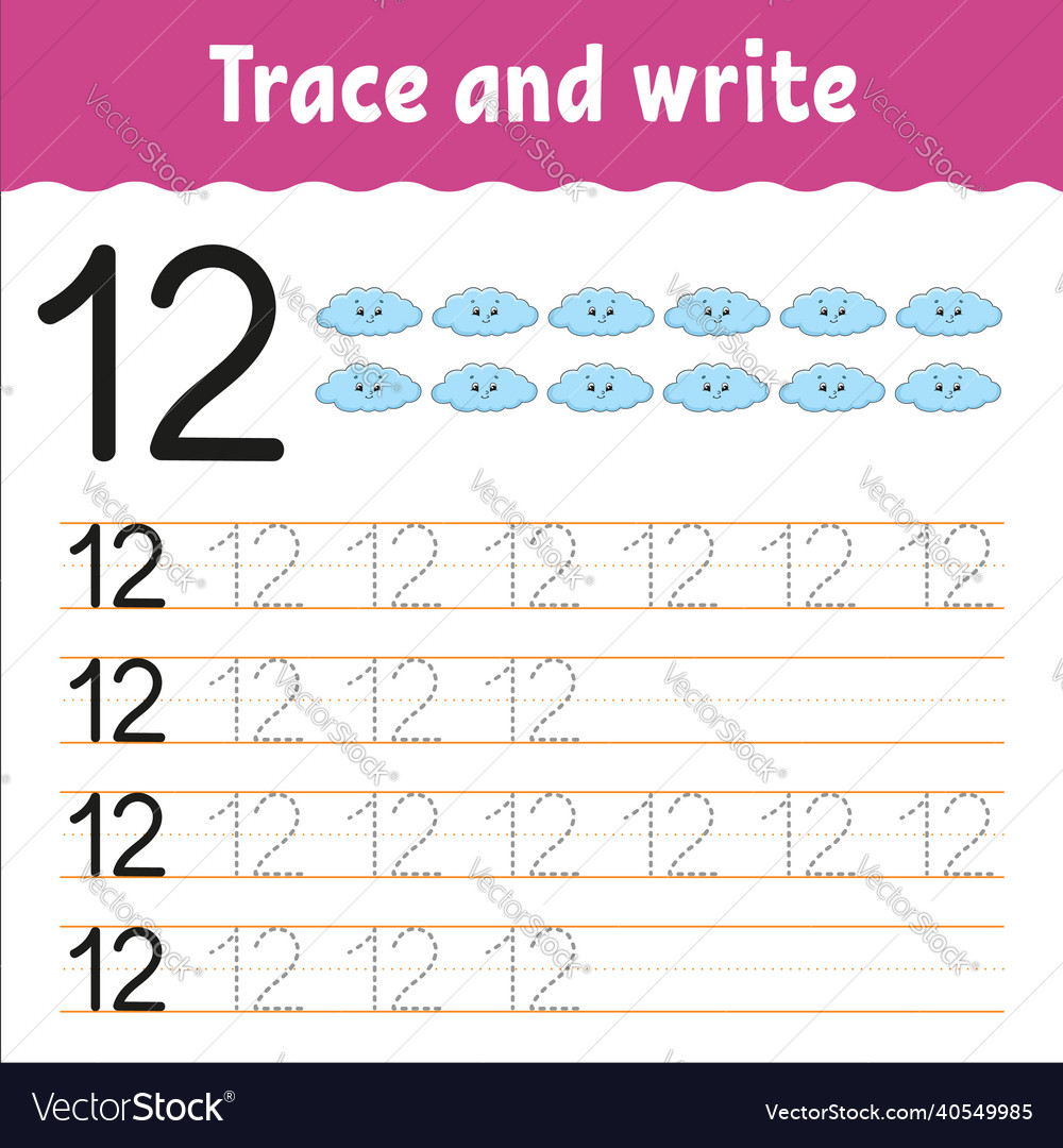 Learn numbers trace and write handwriting Vector Image