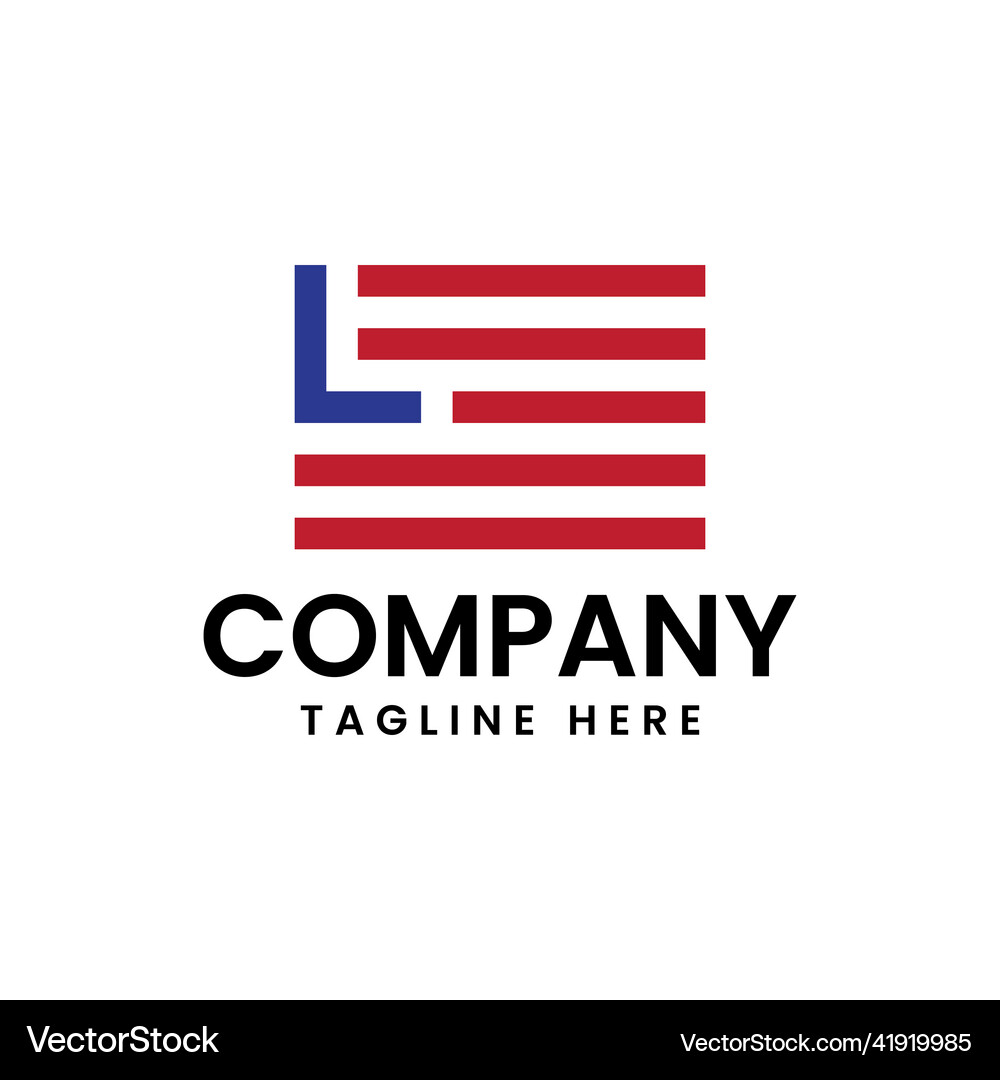 Letter l american flag logo design Royalty Free Vector Image