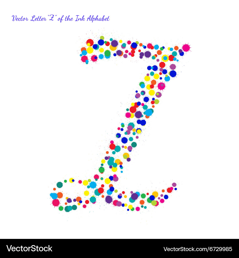Letter z from bright color ink blots Royalty Free Vector