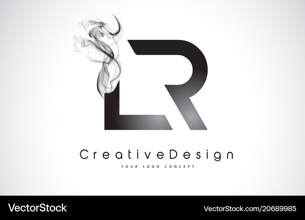 Lr letter logo design with black smoke Royalty Free Vector