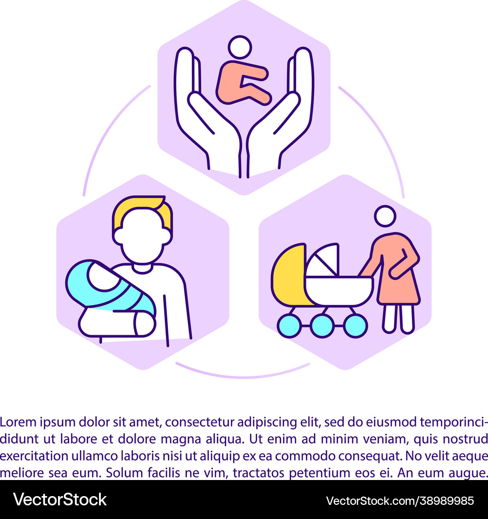 Parental leave concept line icons with text Vector Image