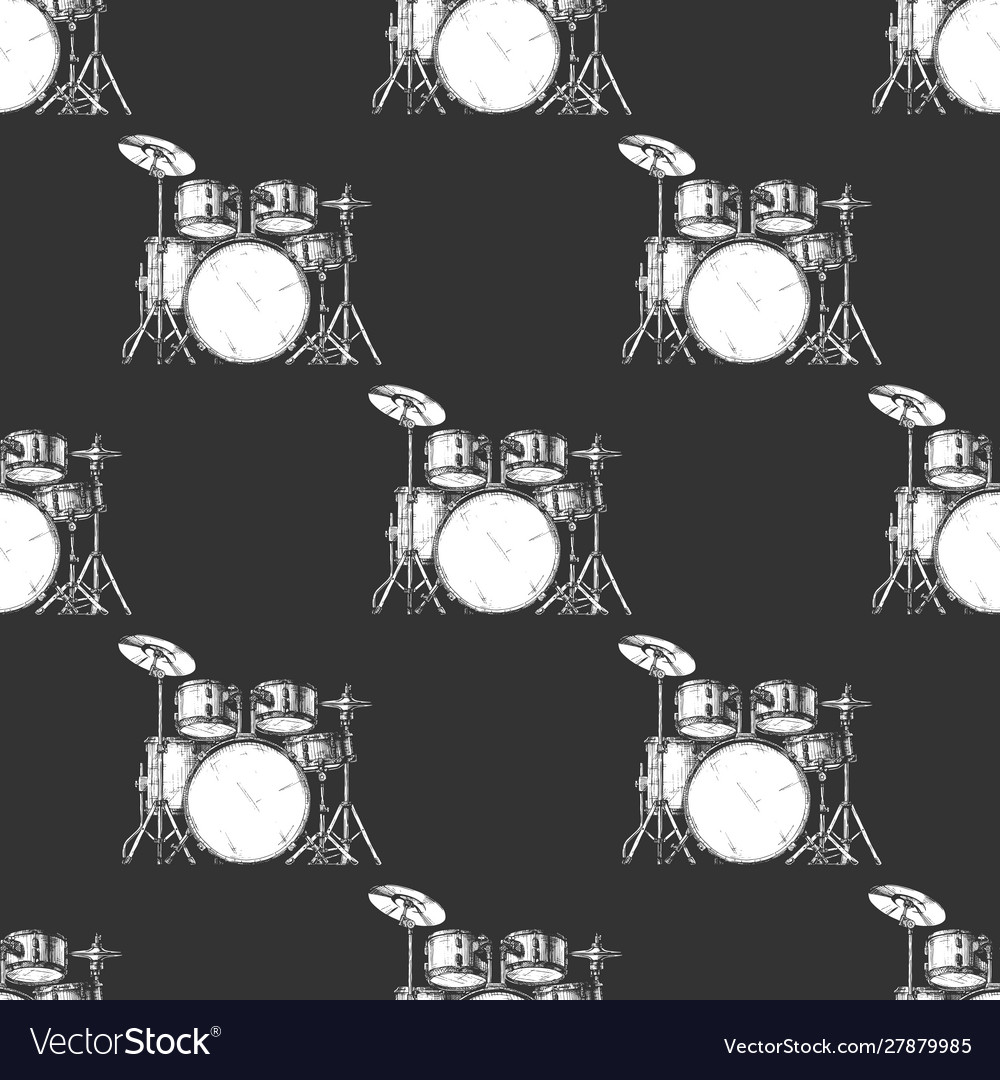 Pattern with drum kit Royalty Free Vector Image